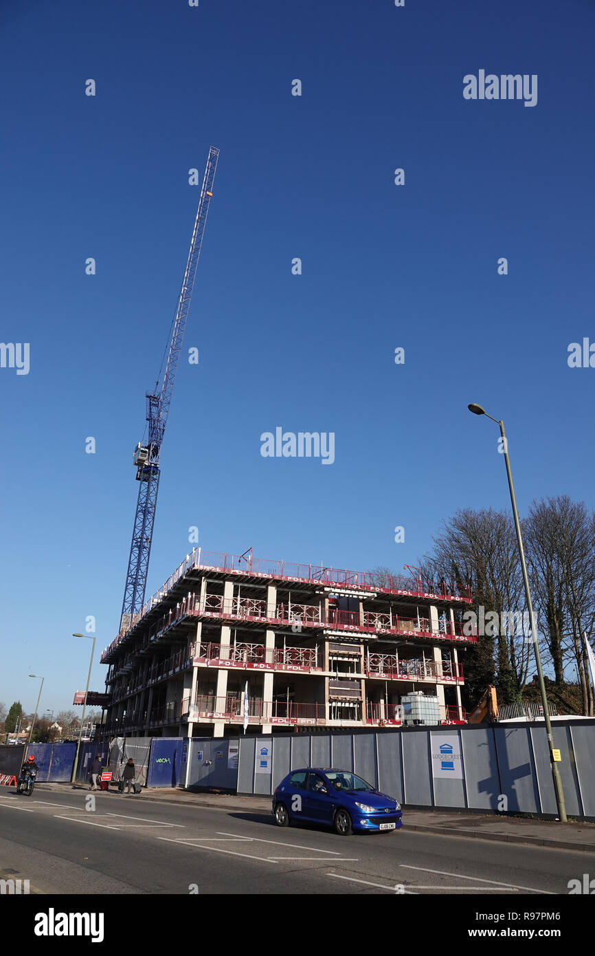 New block of high rise flats being constructed in Redhill town centre ...