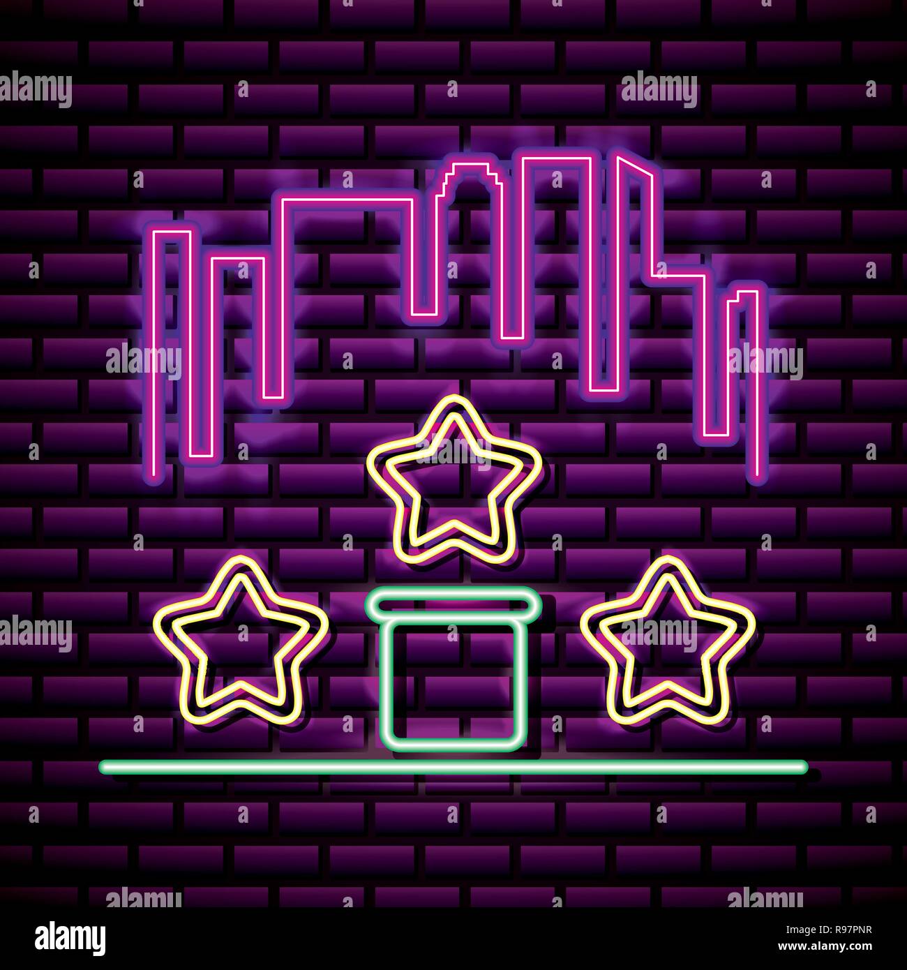 video game stars base play neon vector illustration Stock Vector Image ...