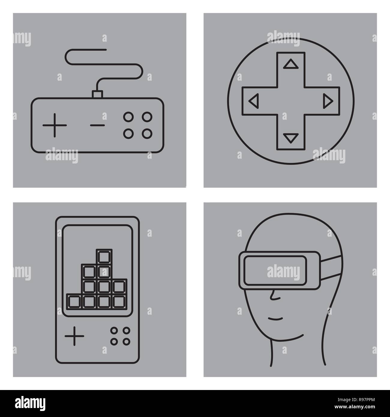 video games banner virtual reality control console vector illustration ...