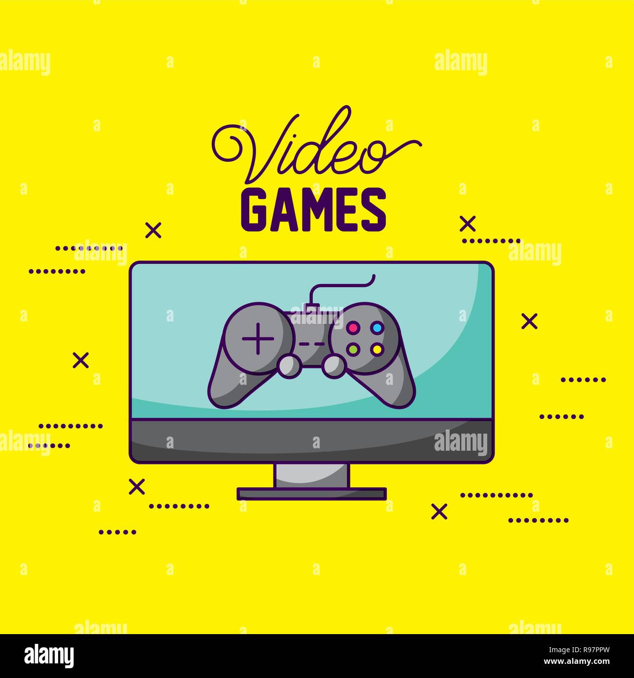 video game computer screen control vector illustration Stock Vector ...