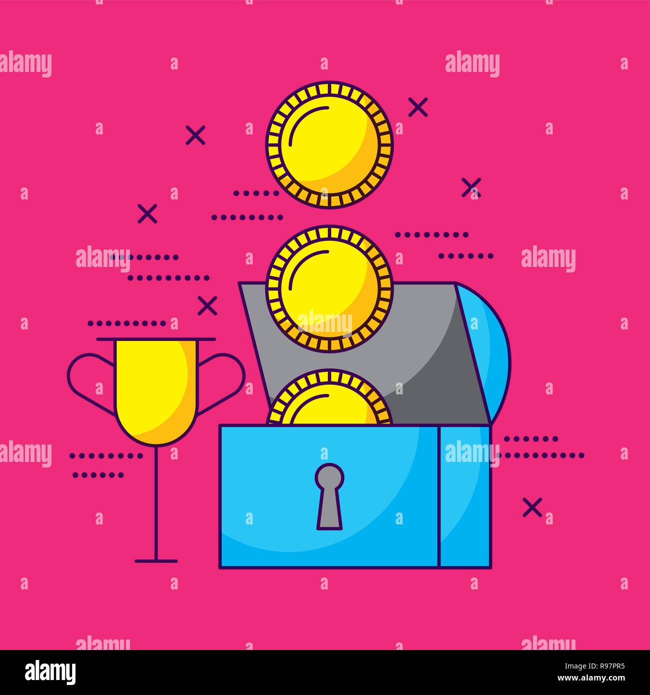 video game chest coins trophy vector illustration Stock Vector Image ...