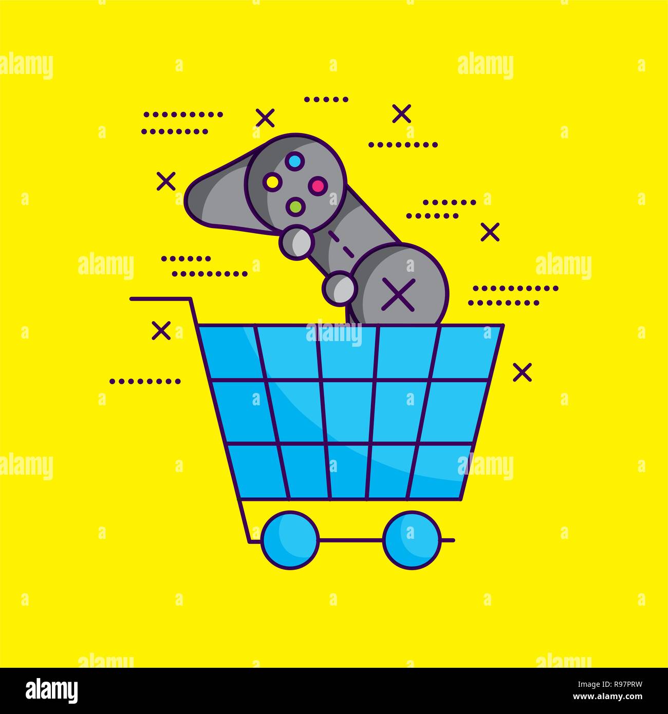 video game shopping cart control vector illustration Stock Vector Image ...
