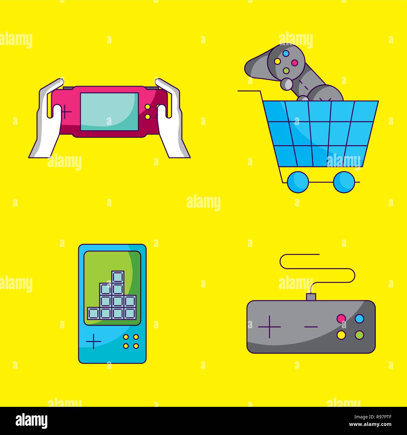 video game shopping cart controls vector illustration Stock Vector ...