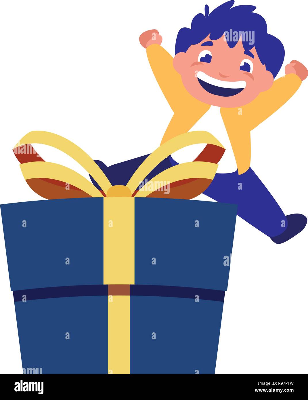 happy boy with gift box celebration vector illustration vector ...