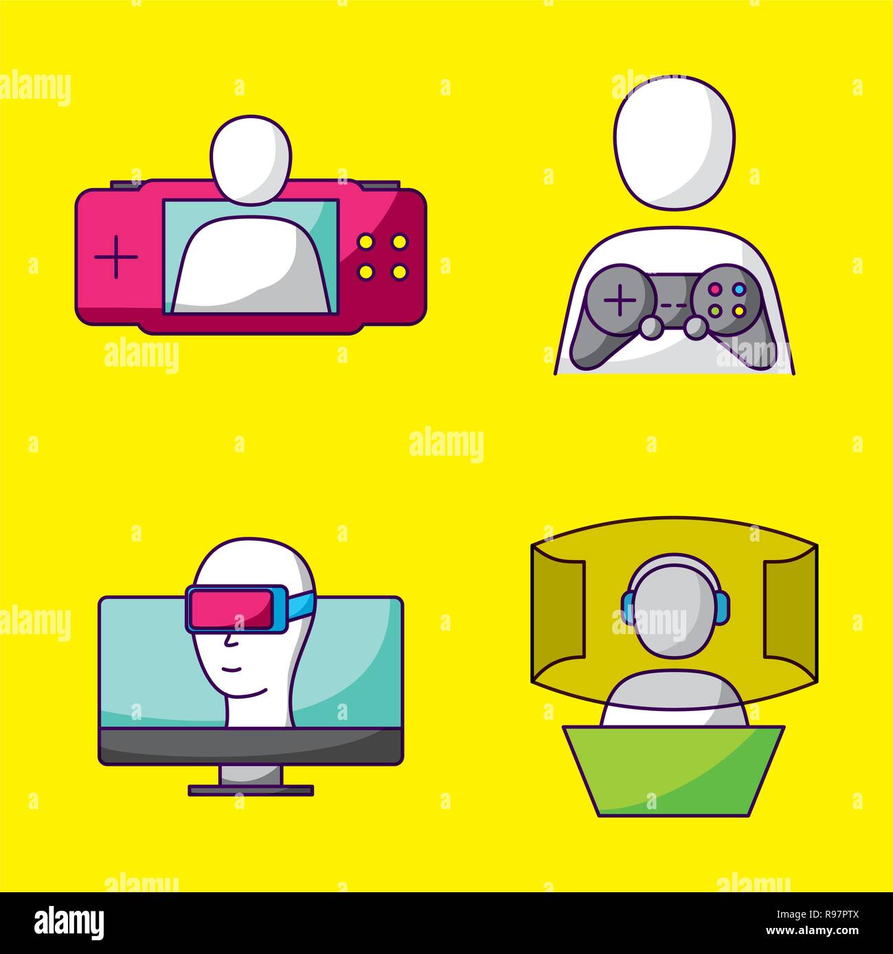 video game virtual reality controls vector illustration Stock Vector ...