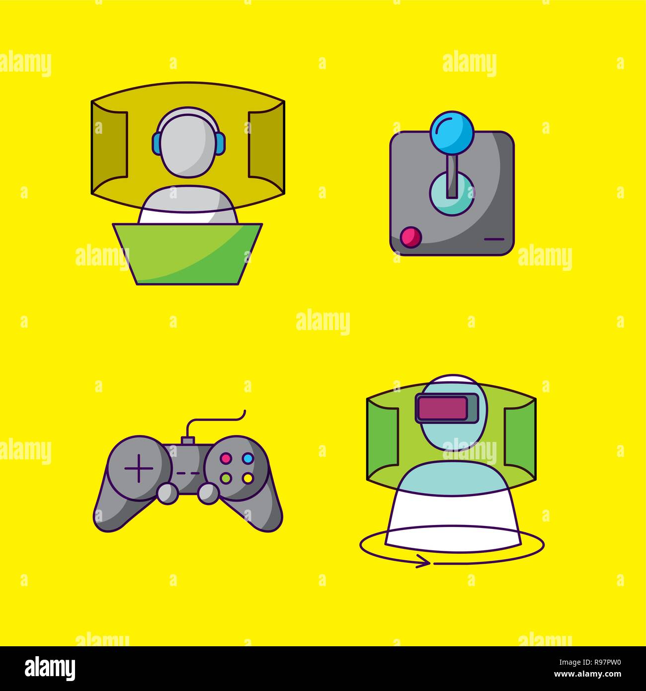 video game command control virtual reality capsule vector illustration ...