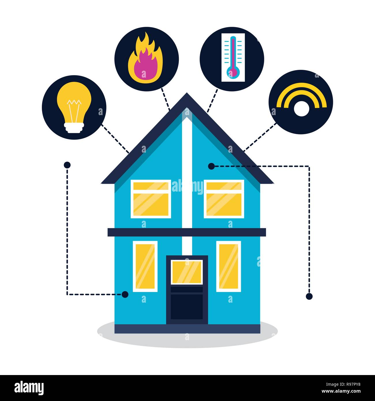 smart home monitoring control app vector illustration Stock Vector ...