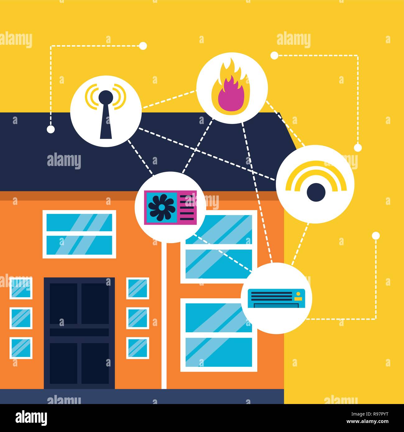 smart home smartphone monitoring control app vector illustration Stock ...