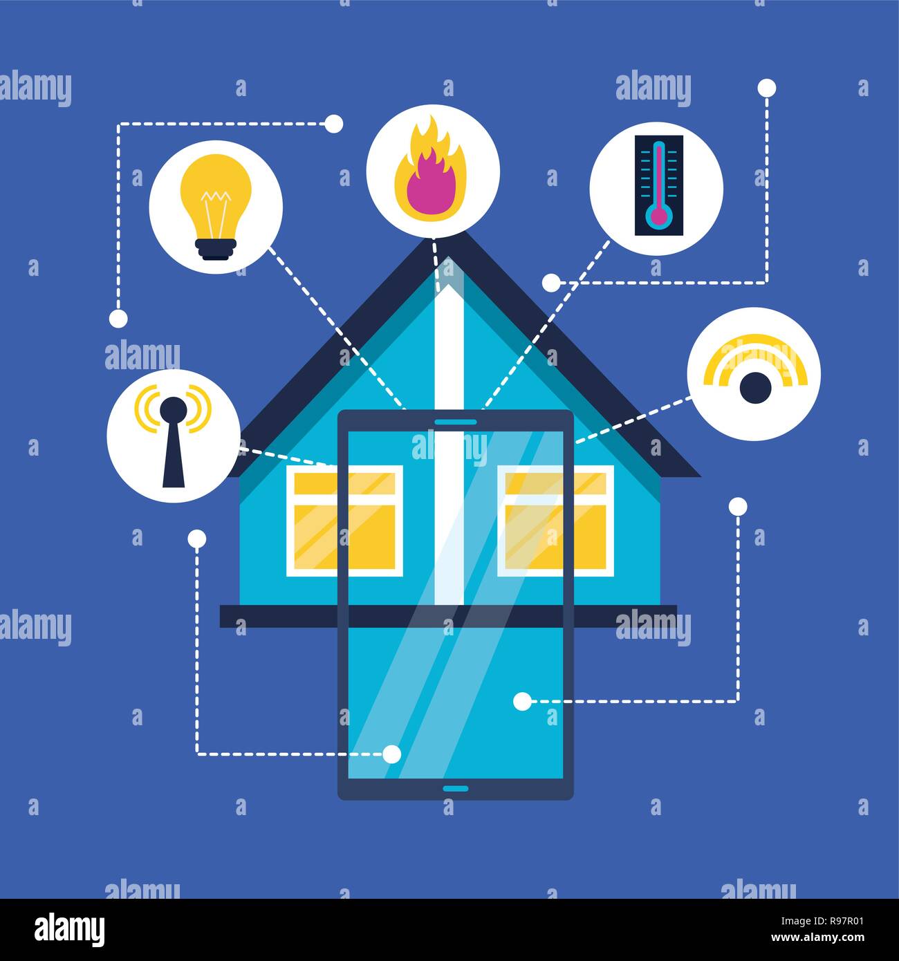 smart home smartphone monitoring control app vector illustration Stock ...