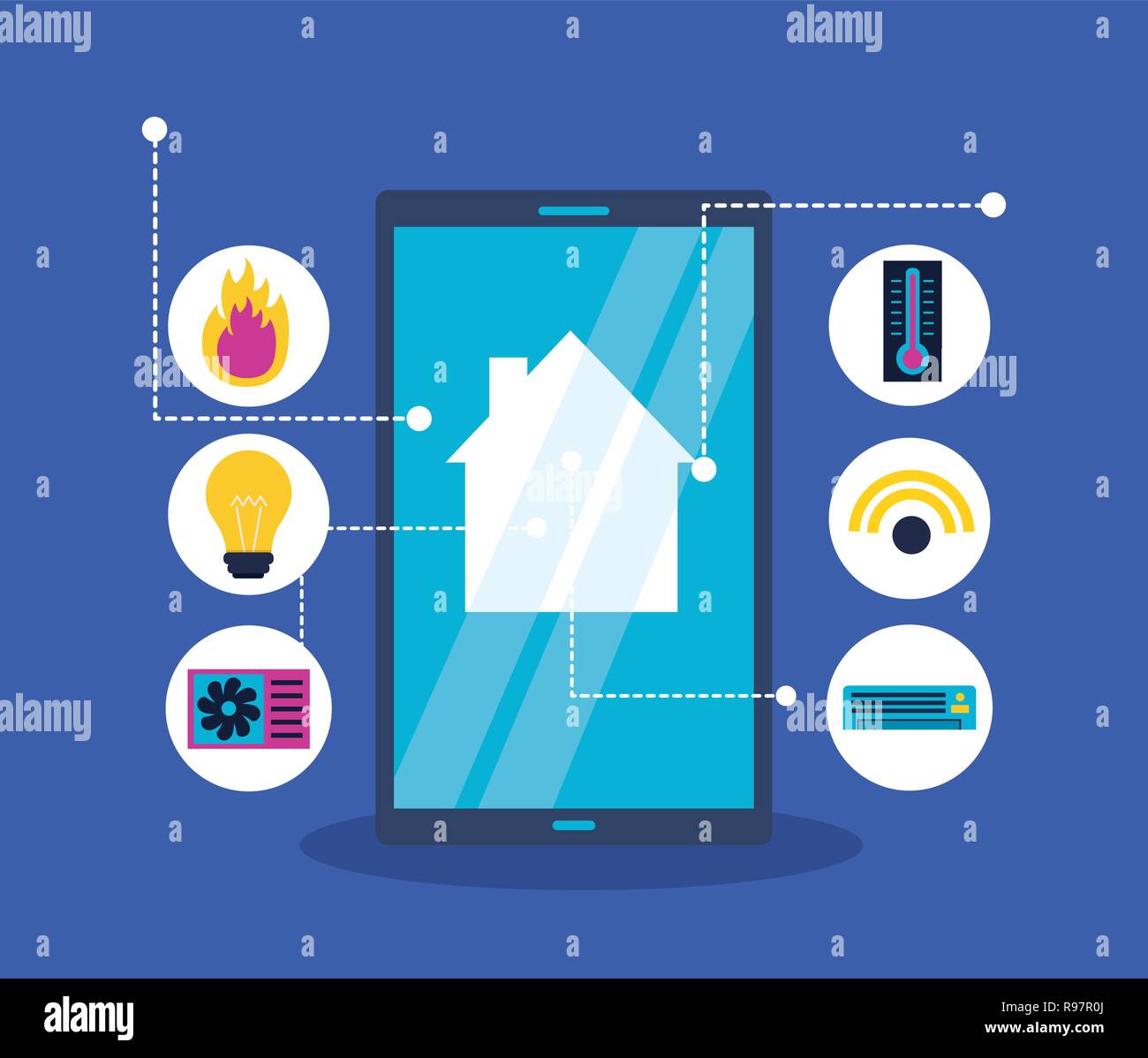 smart home smartphone monitoring control app vector illustration Stock ...