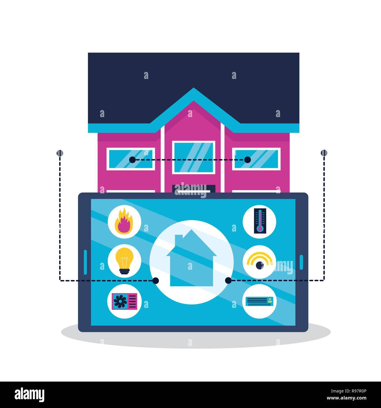 smart home monitoring control app vector illustration Stock Vector ...