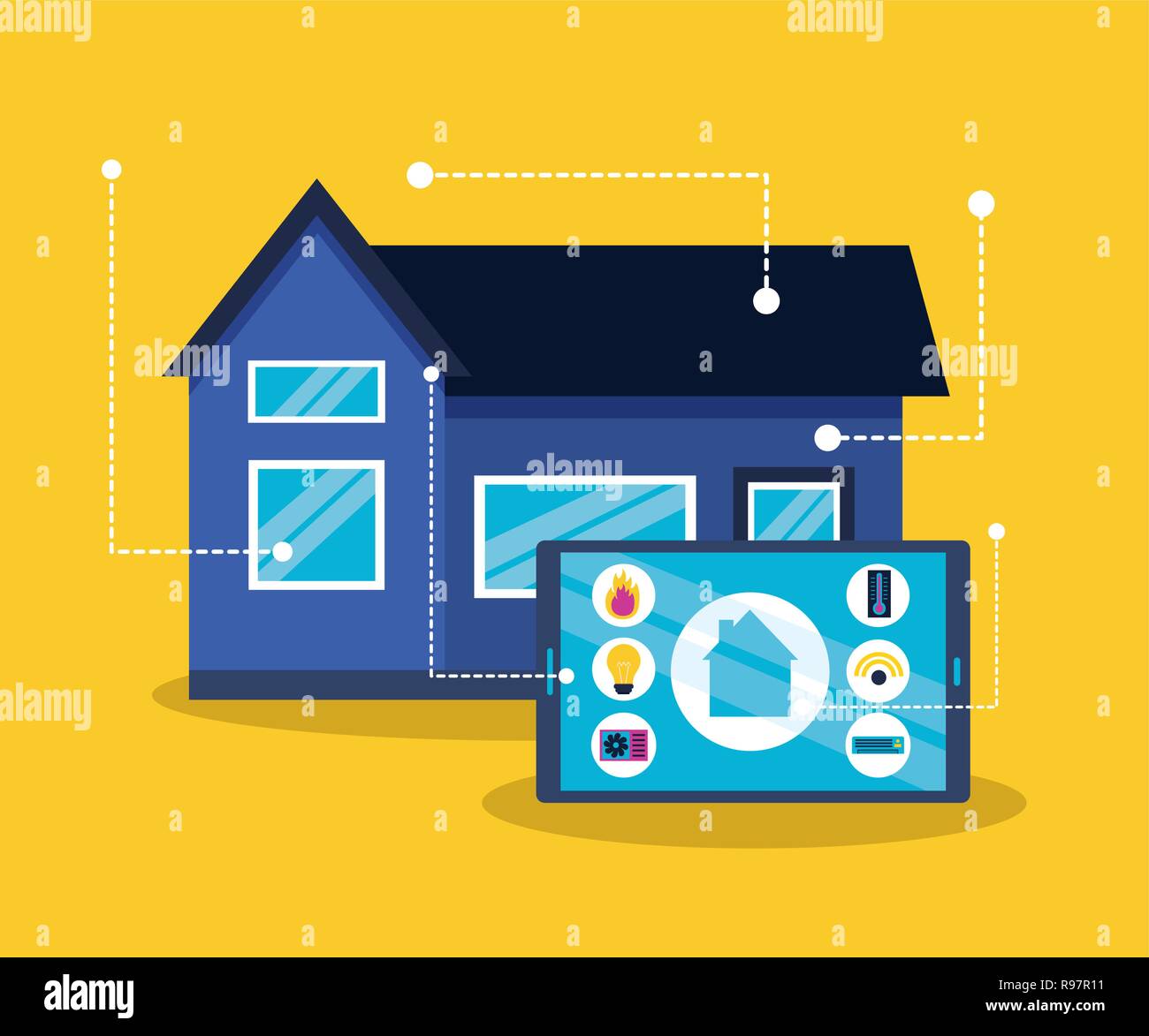 smart home smartphone monitoring control app vector illustration Stock ...