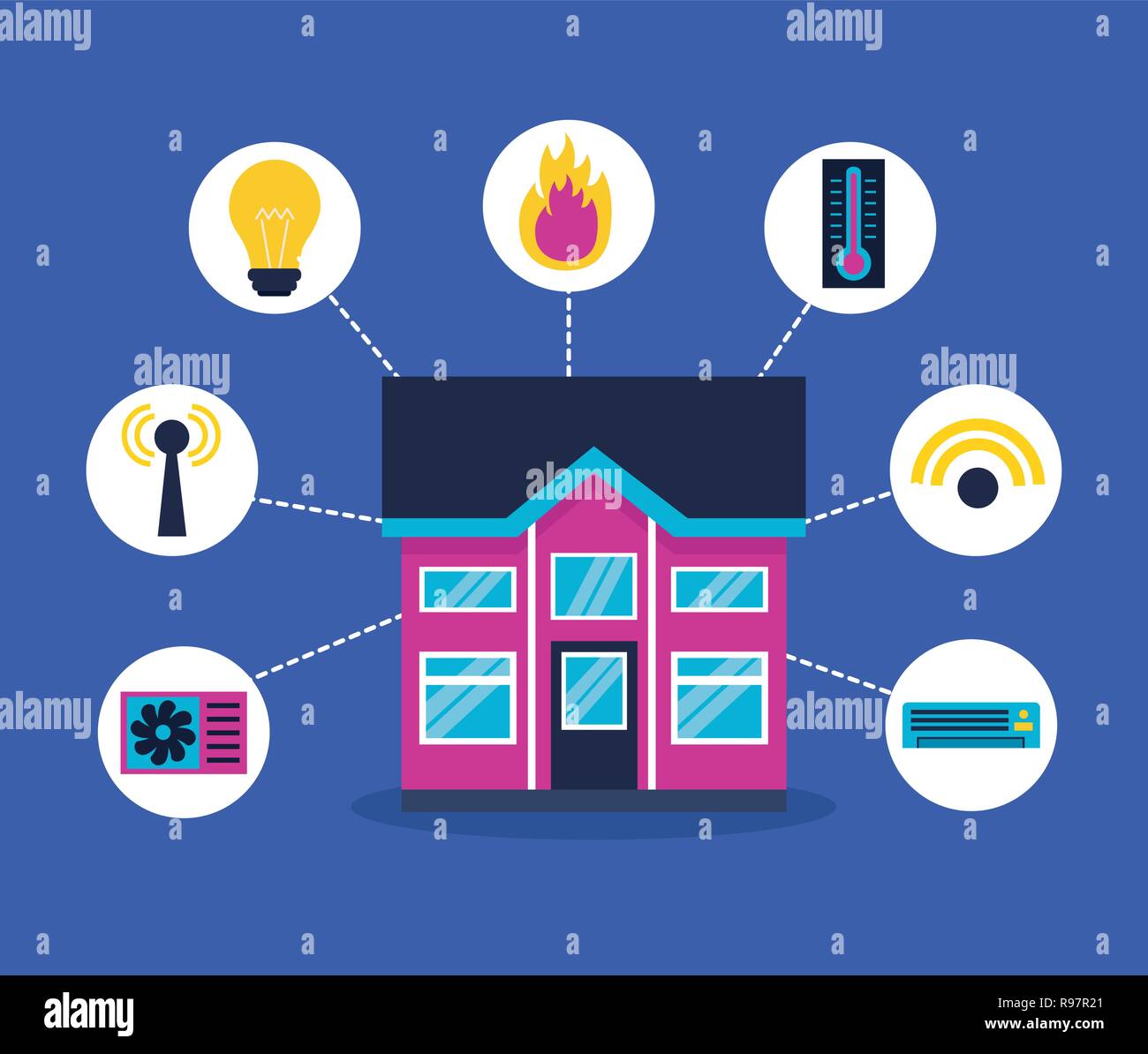 smart home smartphone monitoring control app vector illustration Stock ...