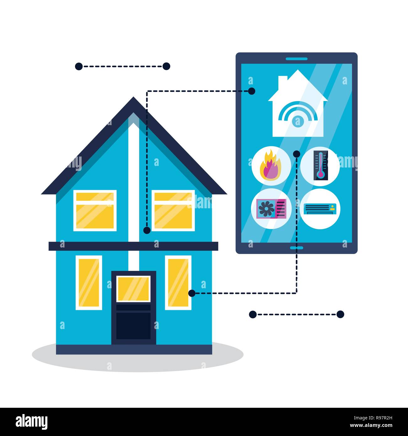 smart home system technology connection vector illustration Stock ...