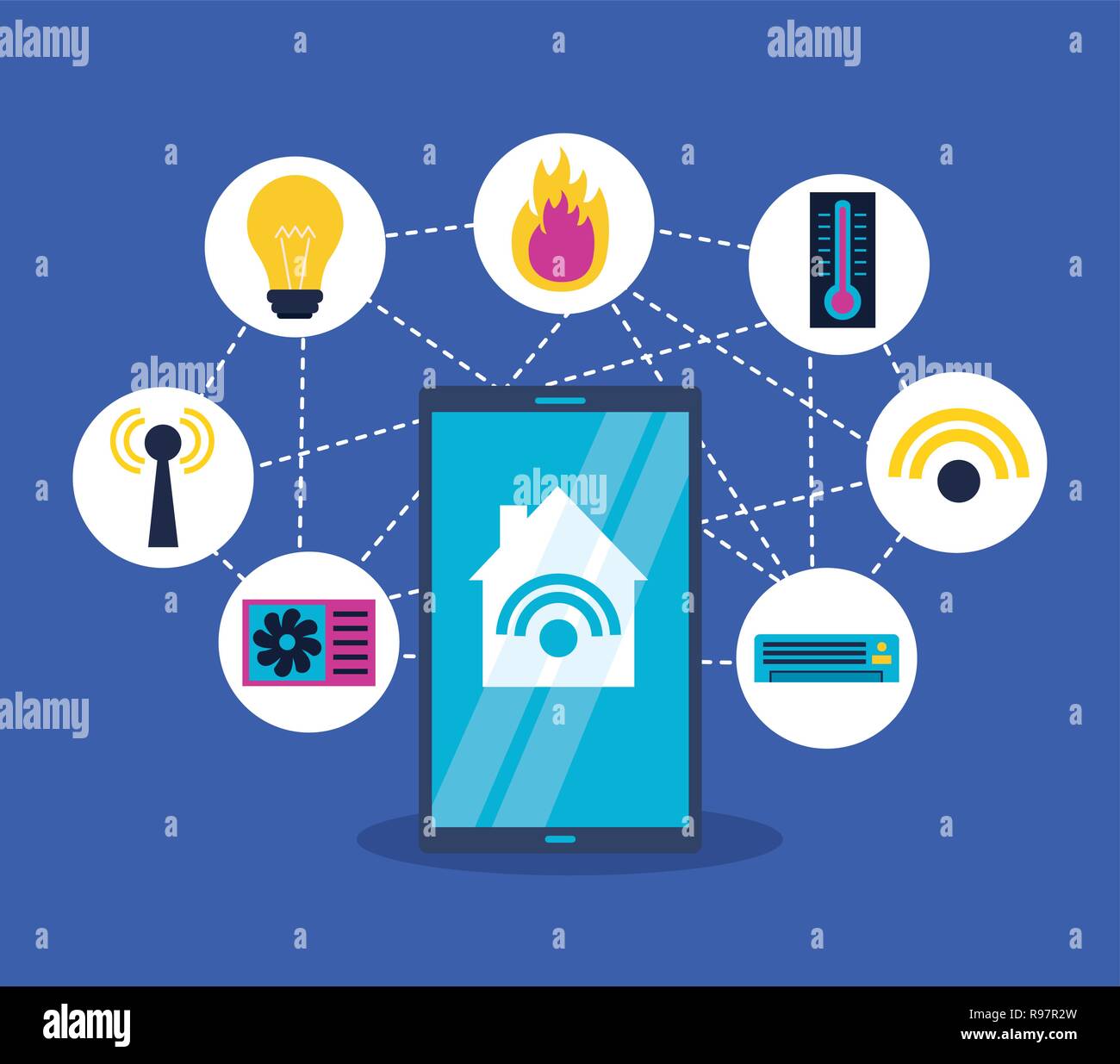 smart home cellphone device control vector illustration Stock Vector ...