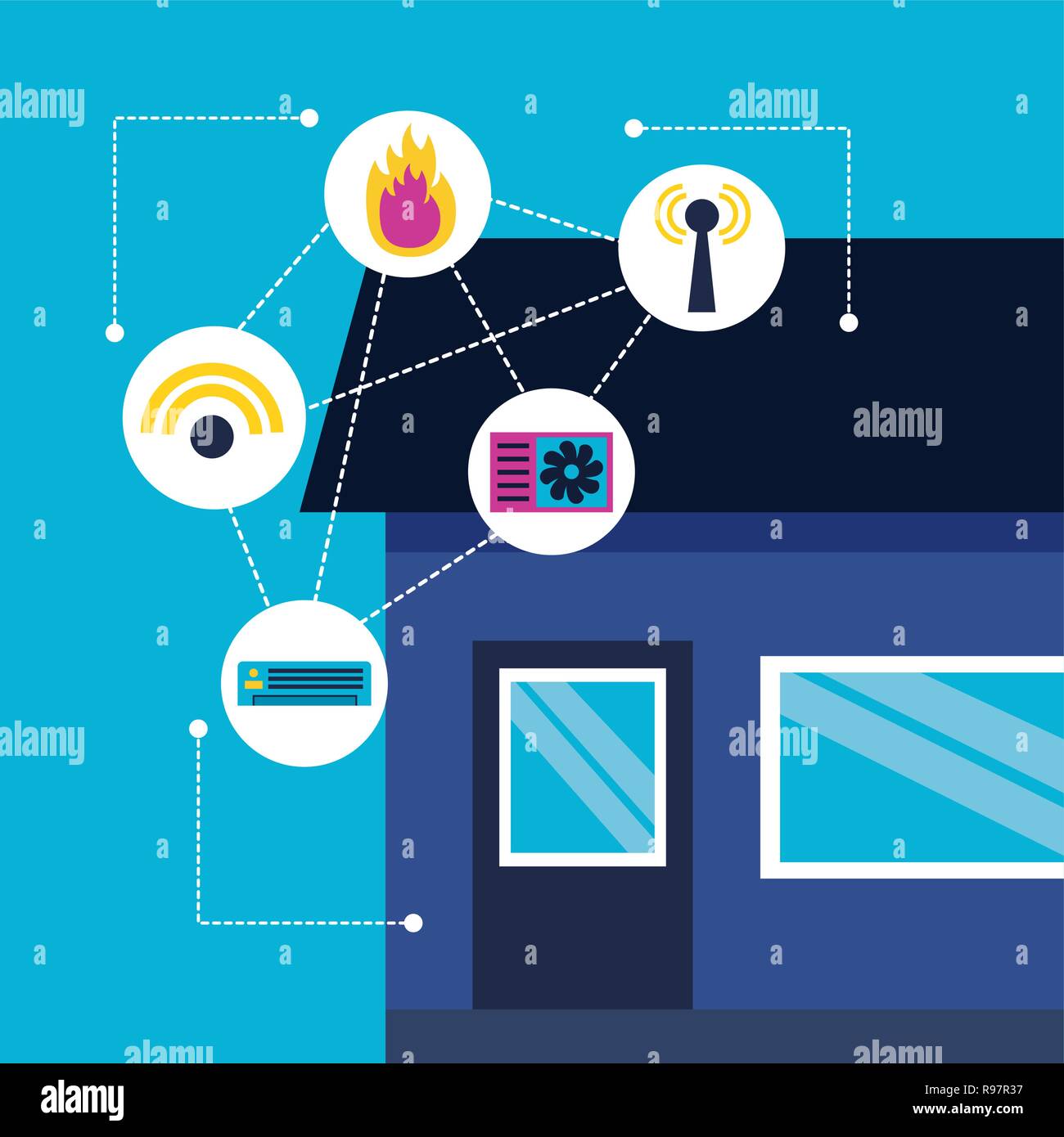smart home smartphone monitoring control app vector illustration Stock ...