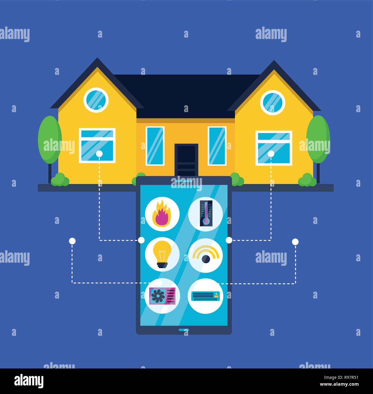 smart home cellphone device control vector illustration Stock Vector ...