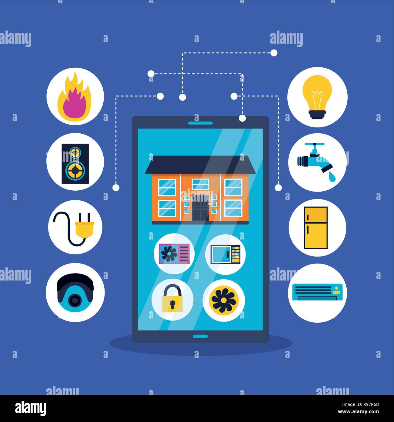 cellphone control remote smart home vector illustration Stock Vector ...