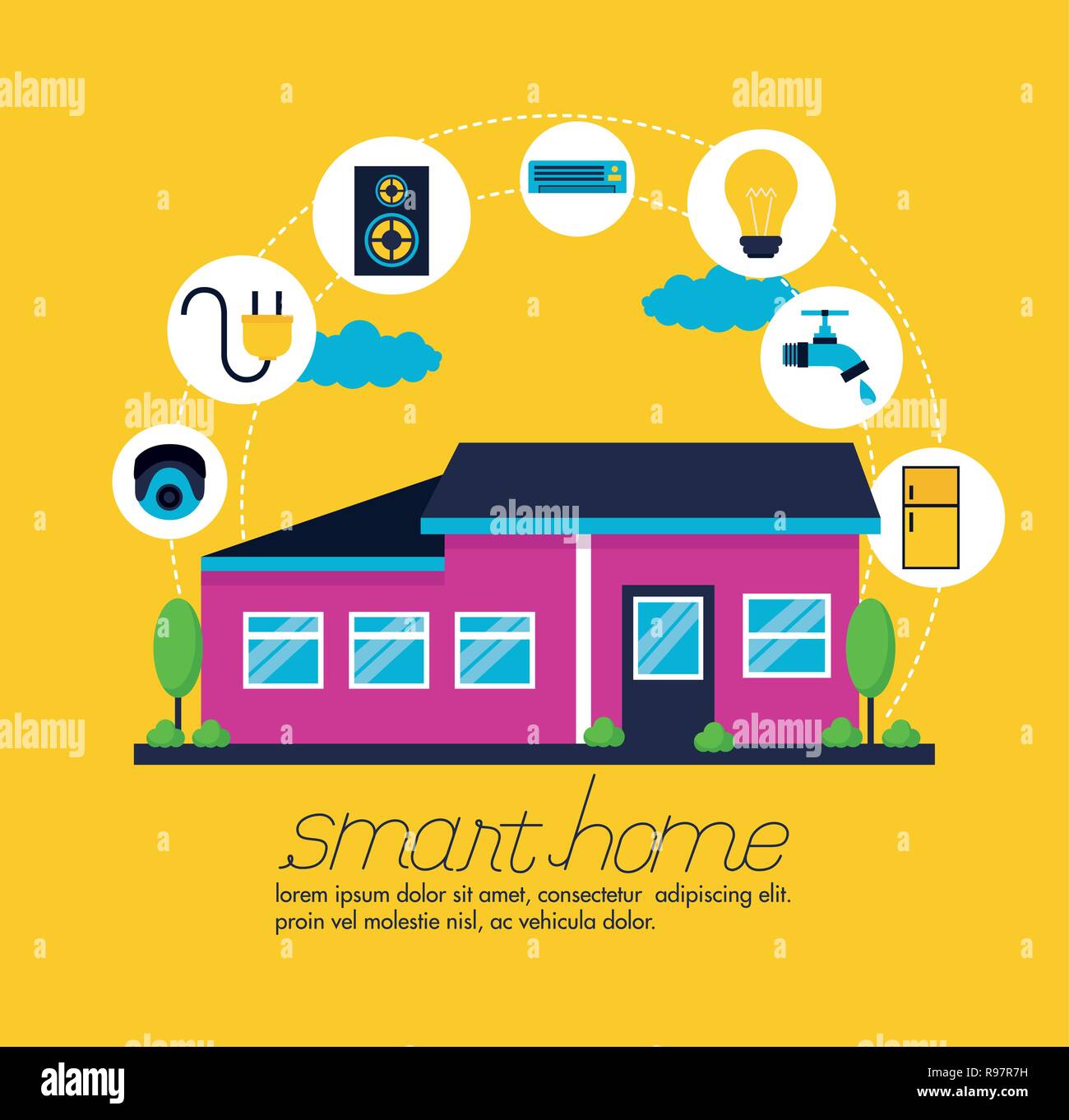 smart home digital control functions vector illustration Stock Vector ...