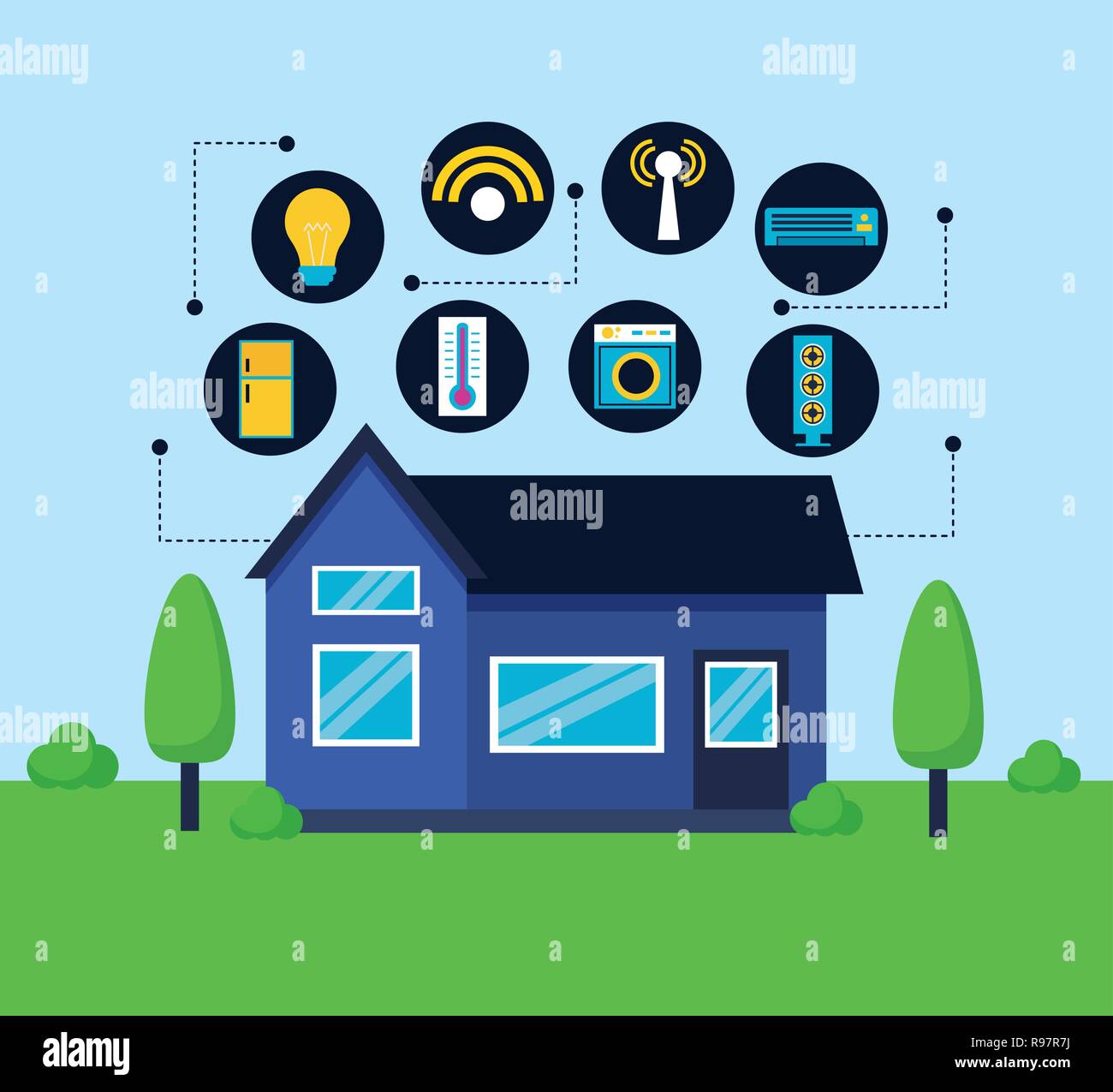 smart home digital control functions vector illustration Stock Vector ...