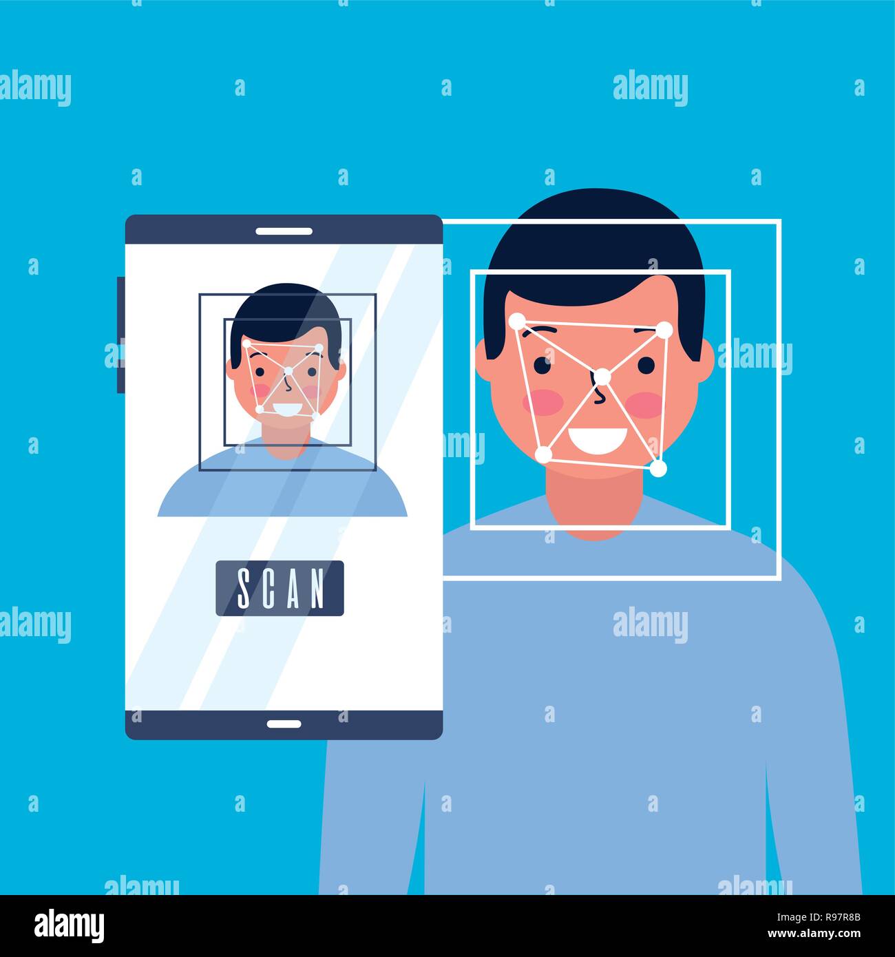 man face scan biometric digital technology vector illustration Stock ...