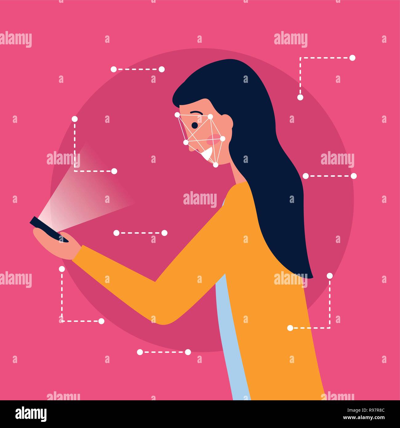 woman face scan process gadget vector illustration Stock Vector Image ...