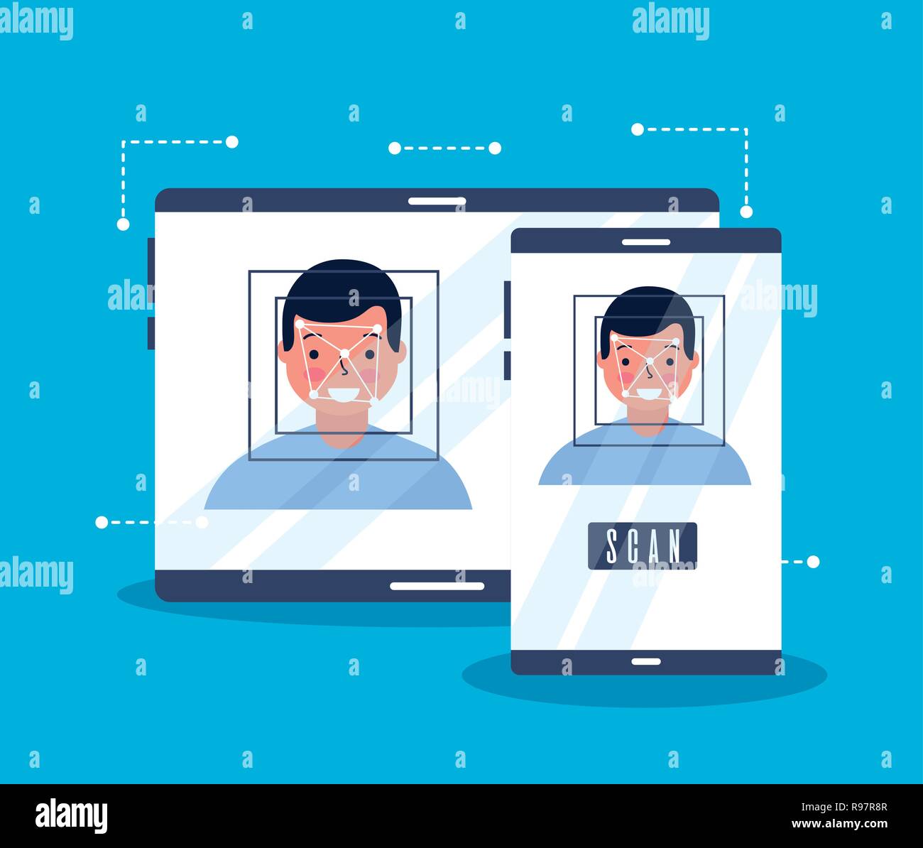 man face scan biometric digital technology vector illustration Stock ...