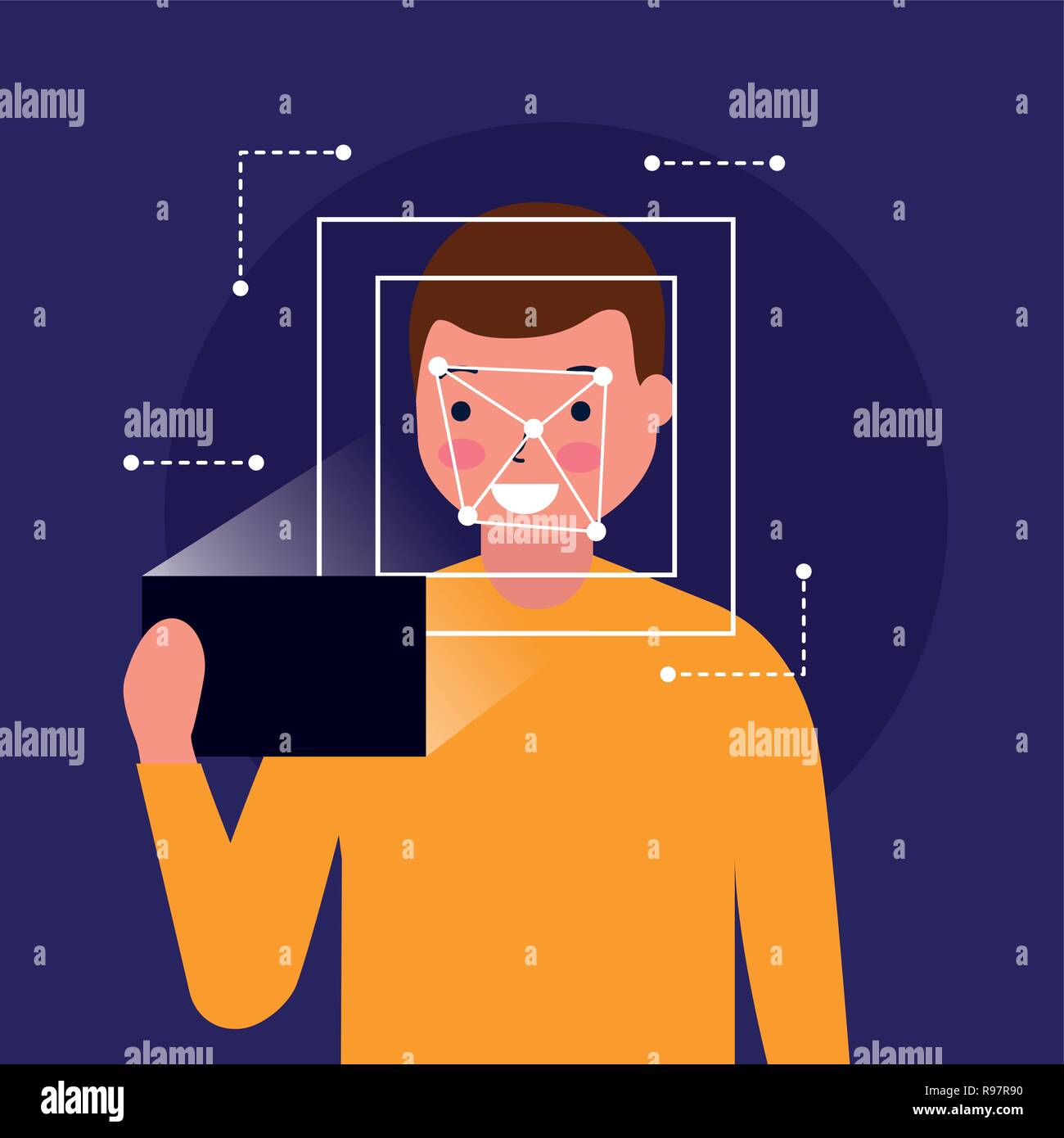 man face scan biometric digital technology vector illustration Stock ...