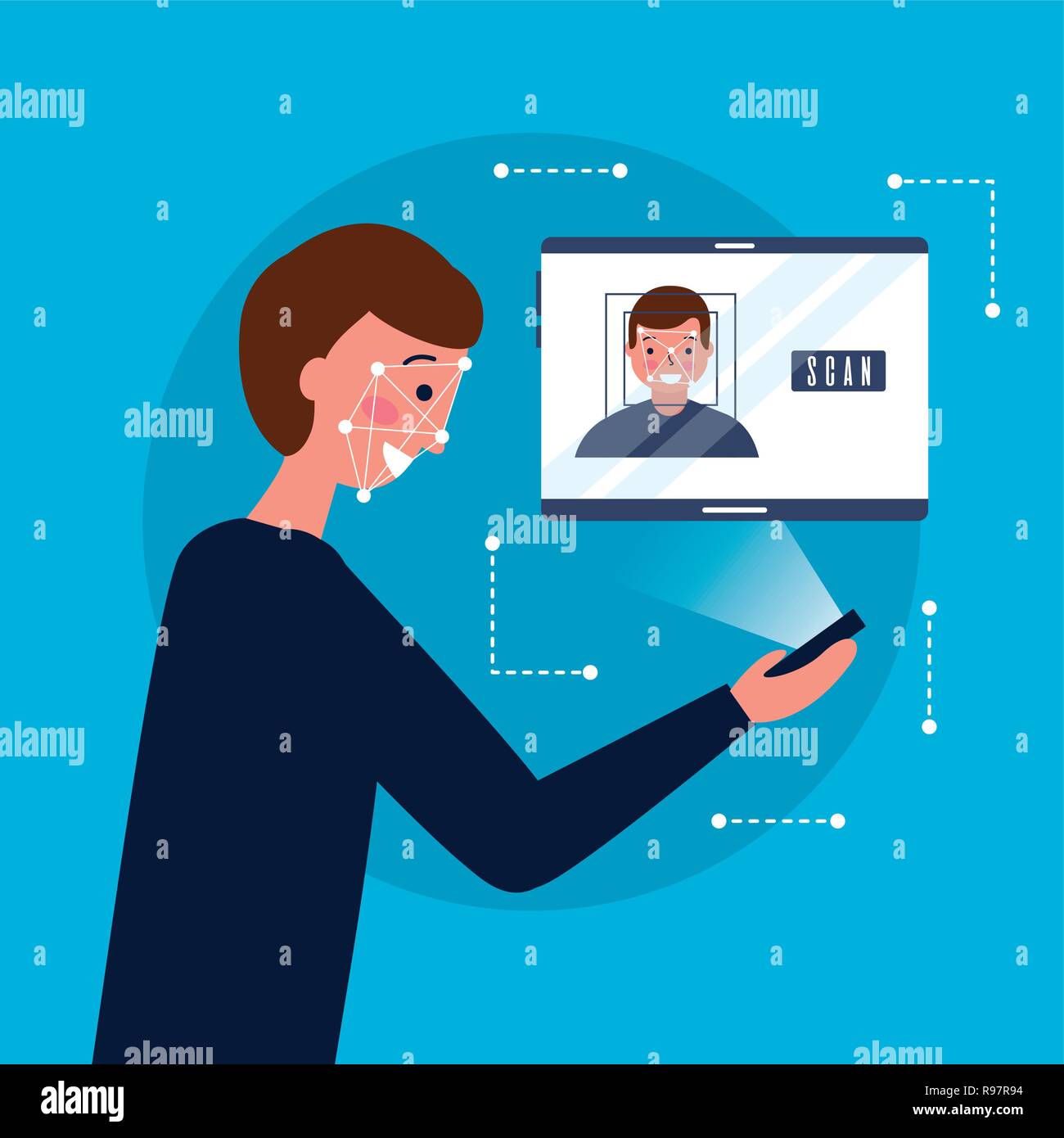 man face scan biometric digital technology vector illustration Stock ...