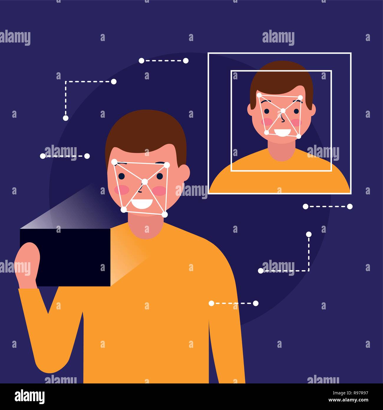 man face scan biometric digital technology vector illustration Stock ...