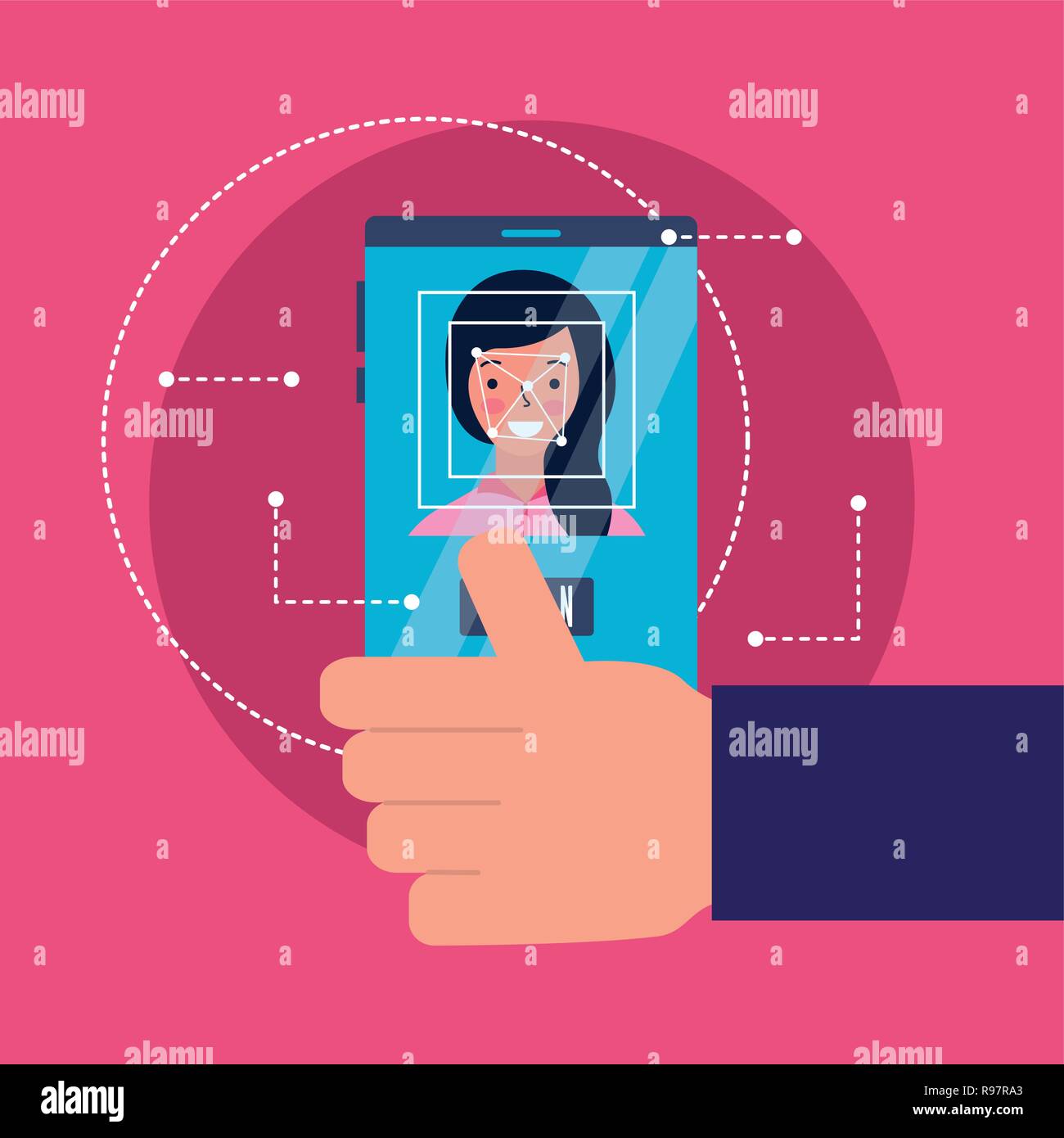 Girl scanning face facial Stock Vector Images - Alamy