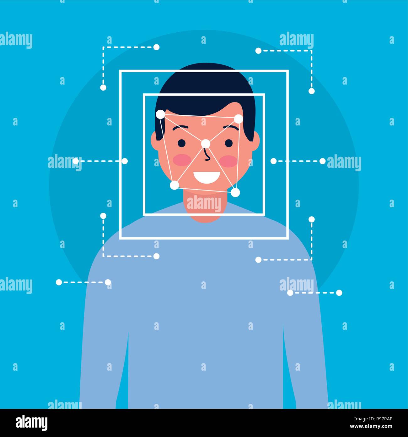 man face scan biometric digital technology vector illustration Stock ...