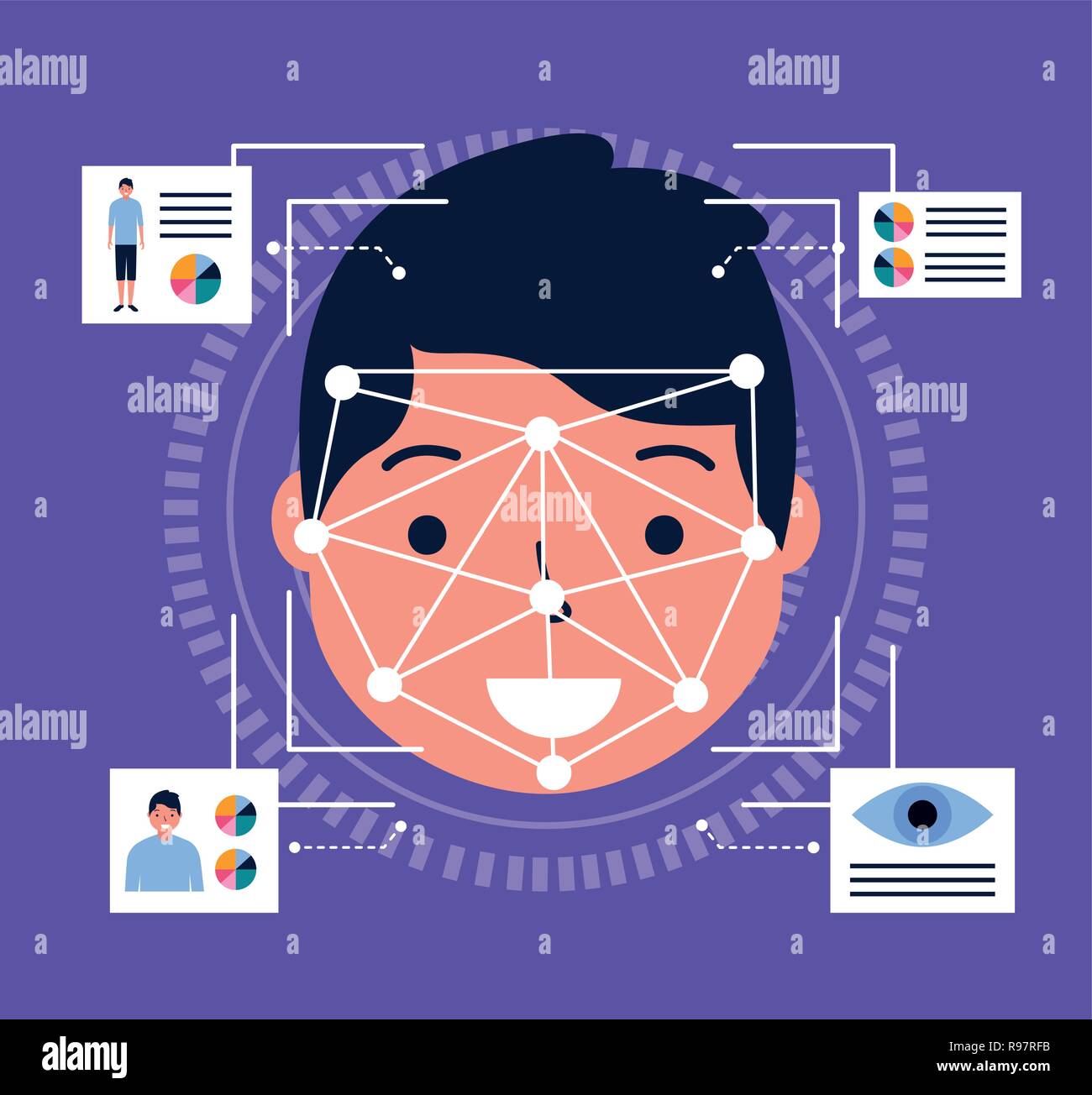 man face scan biometric digital technology vector illustration Stock ...