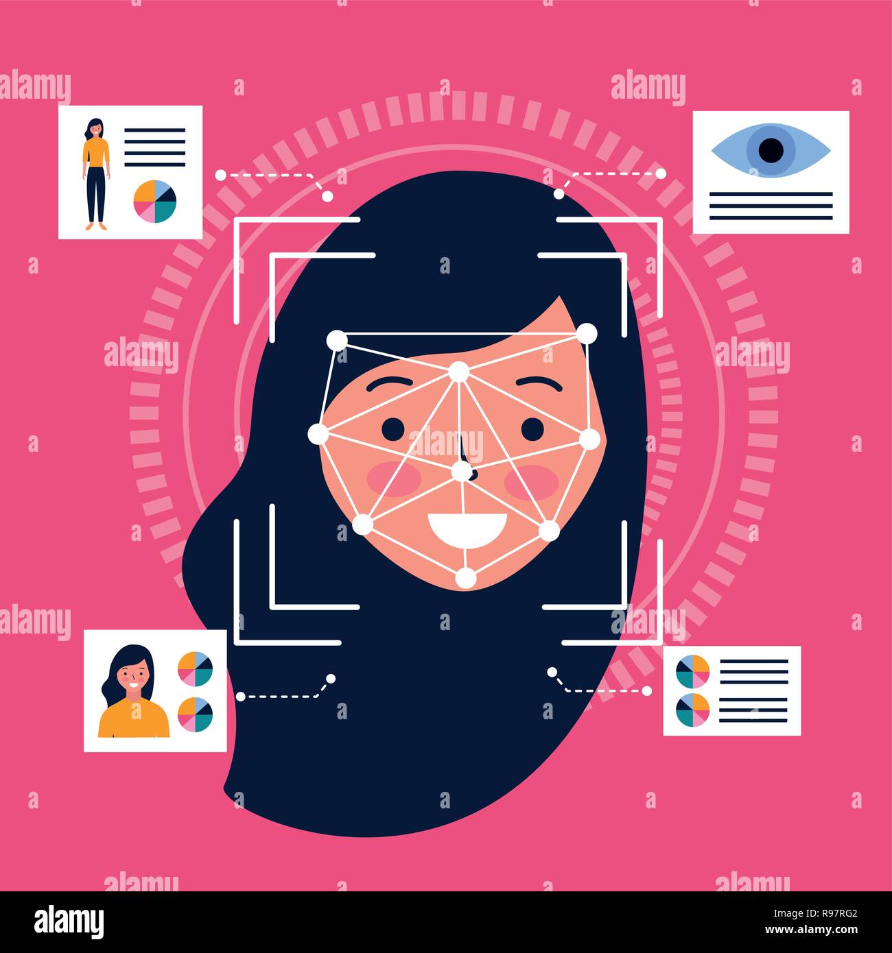 woman face scan process gadget vector illustration Stock Vector Image ...