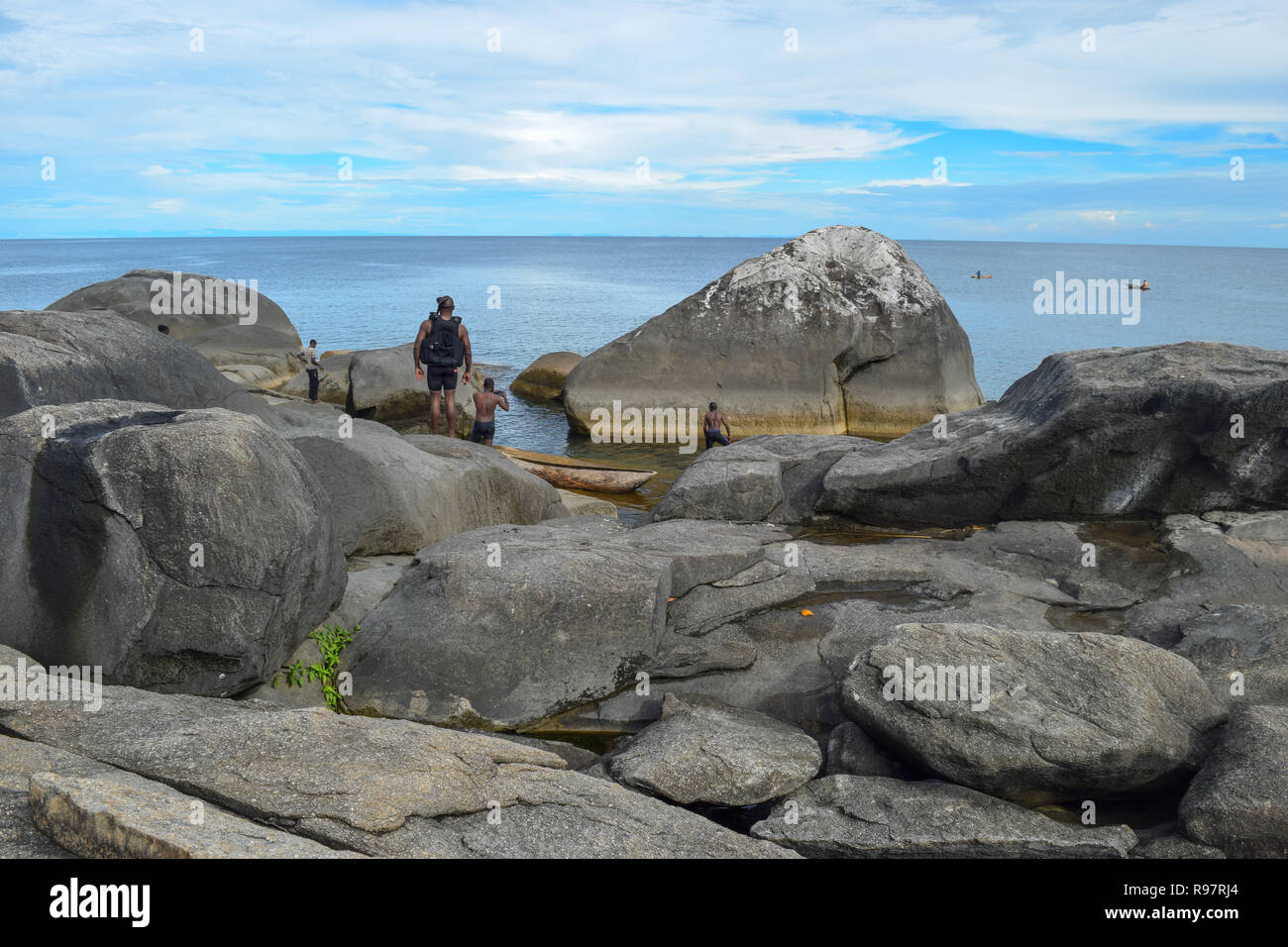 Rock formations at Kande Beach, Lake Malawi, Malawi Stock Photo - Alamy