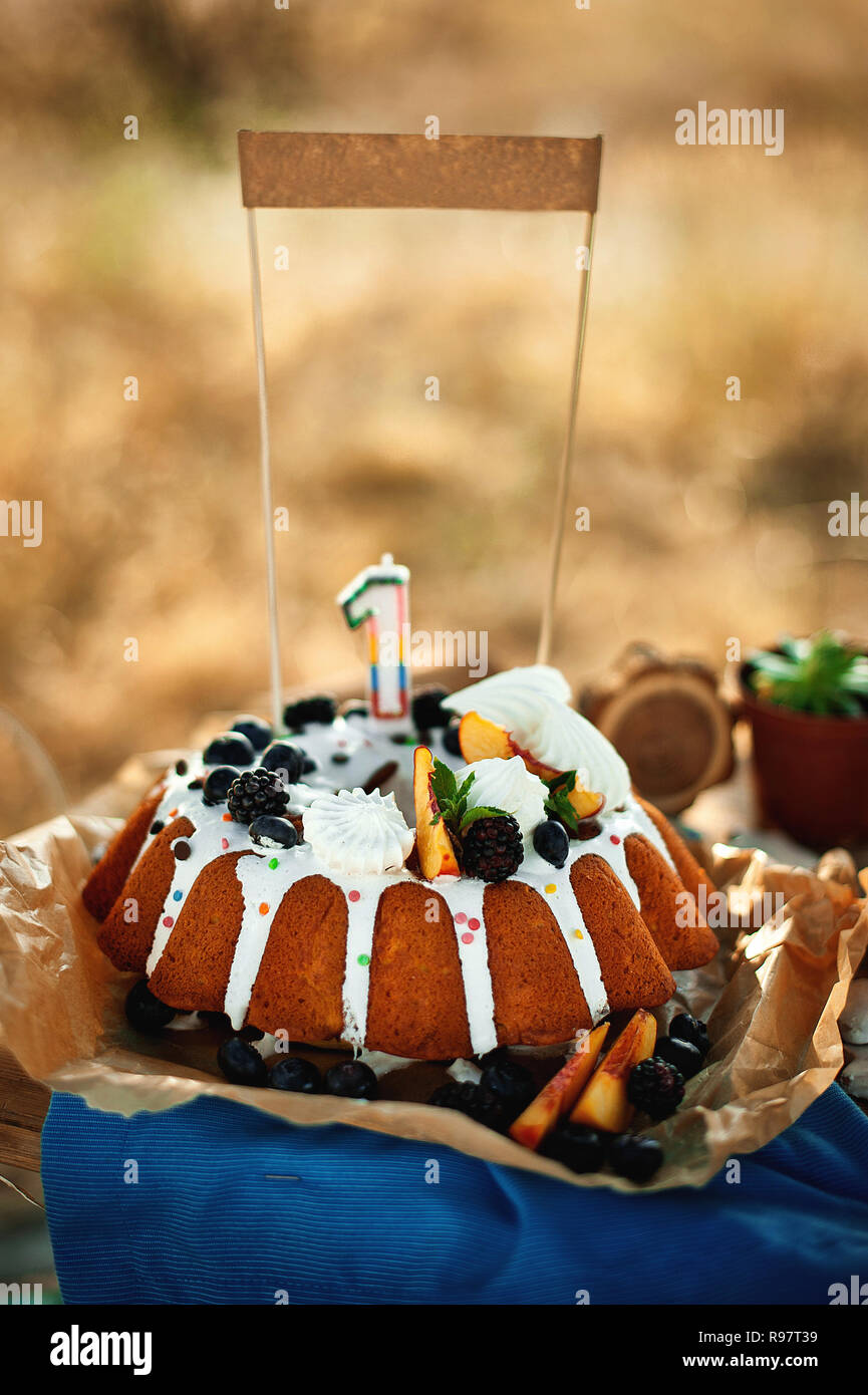homemade birthday cake for birthday party. Outdoor Stock Photo - Alamy