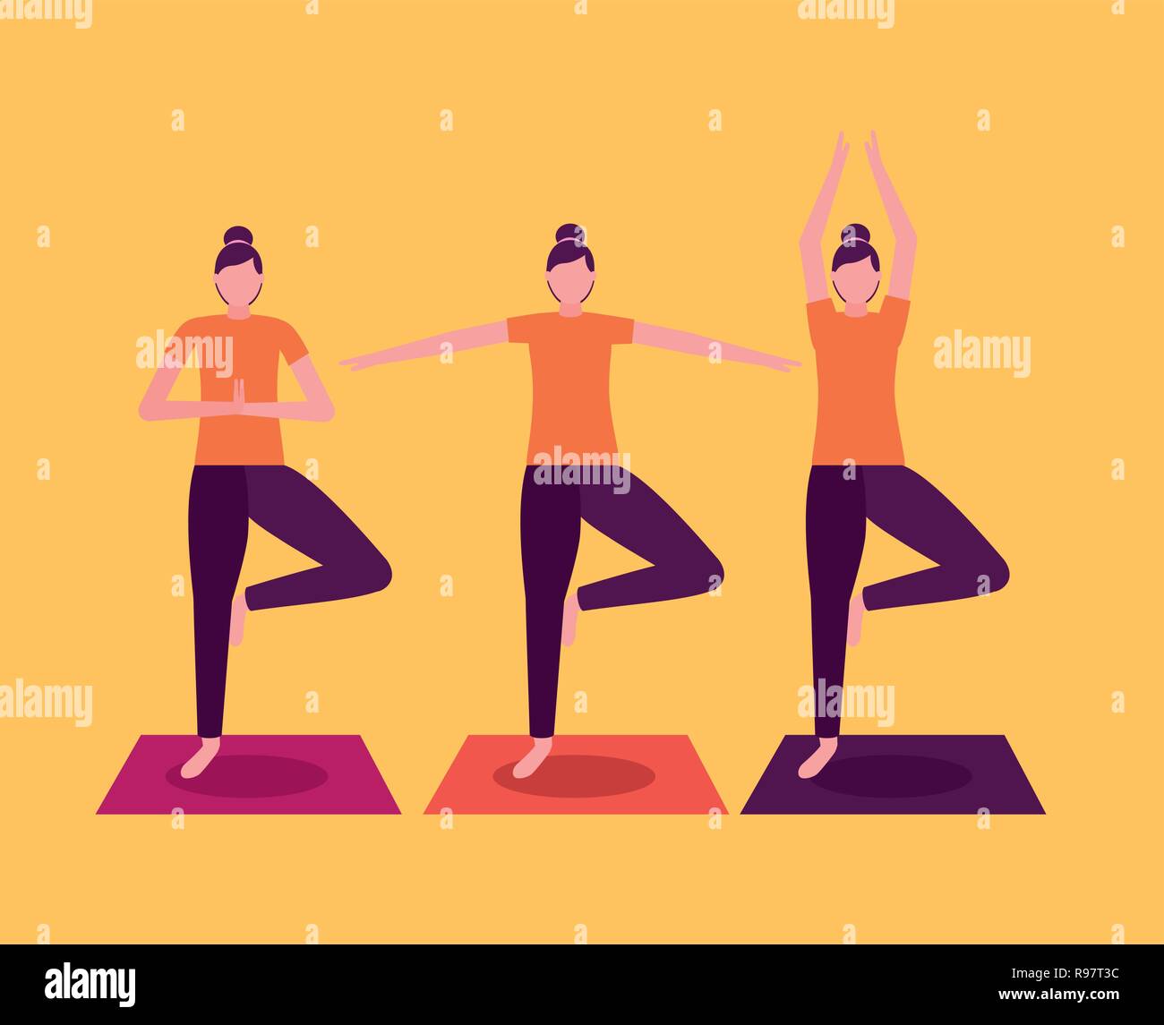 women collage yoga activity stretching body vector illustration Stock ...