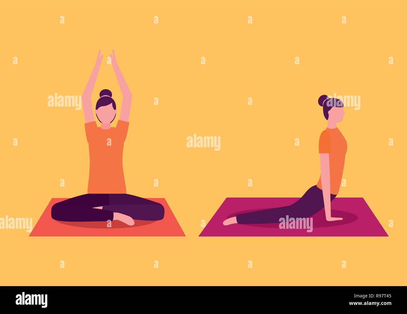 yoga activity woman stretching arms body forward vector illustration ...