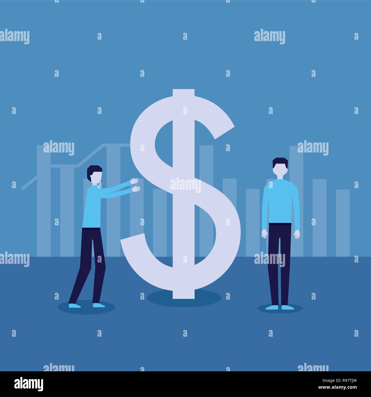businessman success dollar symbol growth financial vector illustration ...