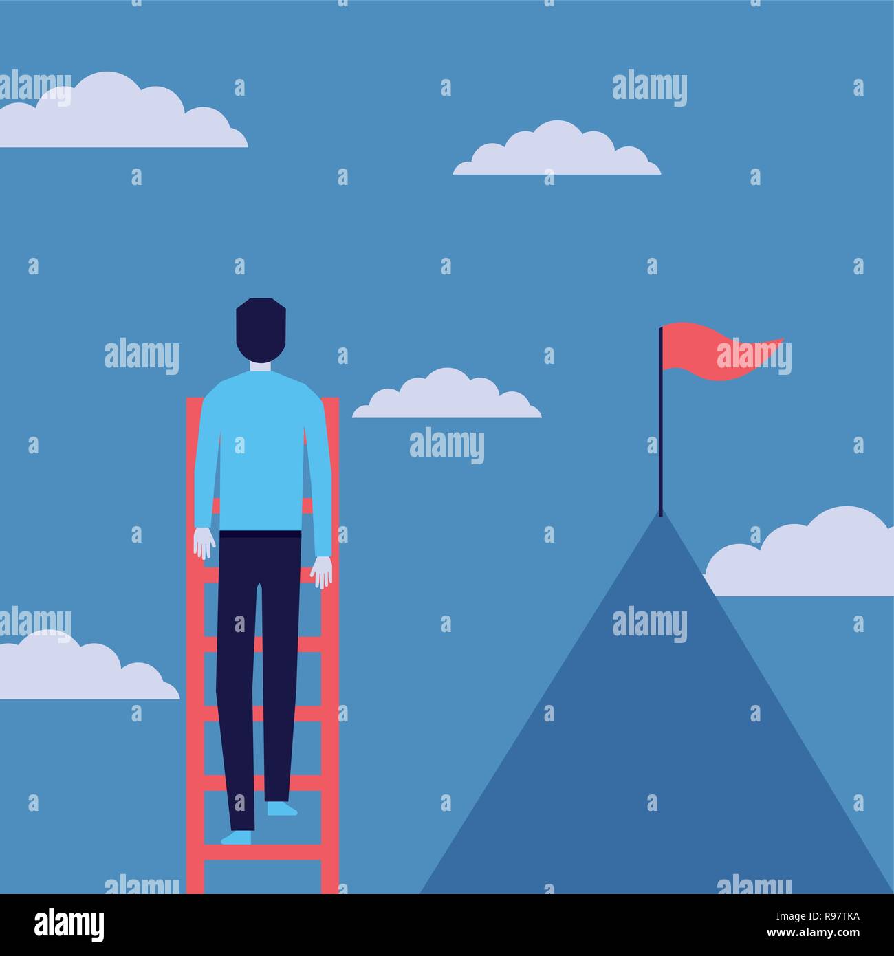 businessman success stars growth flag vector illustration Stock Vector ...