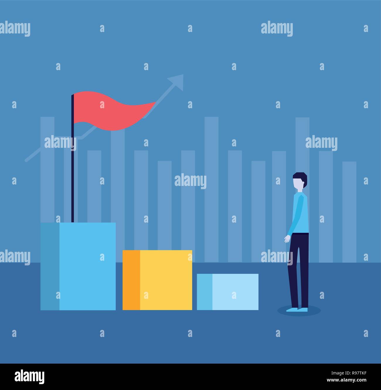 businessman success growth flag top vector illustration Stock Vector ...