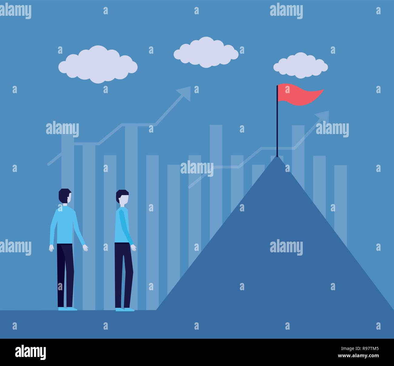 businessman success top growth exit chart vector illustration Stock ...