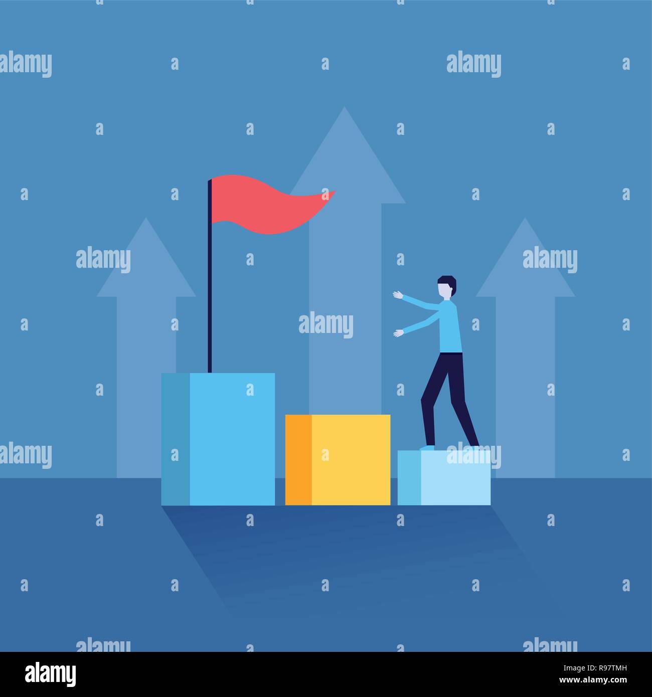 businessman success growth financial top vector illustration Stock ...