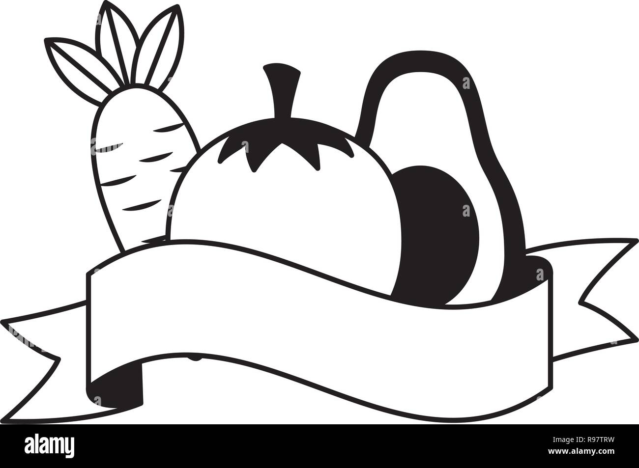 avocado tomato carrot healthy food ribbon vector illustration Stock ...