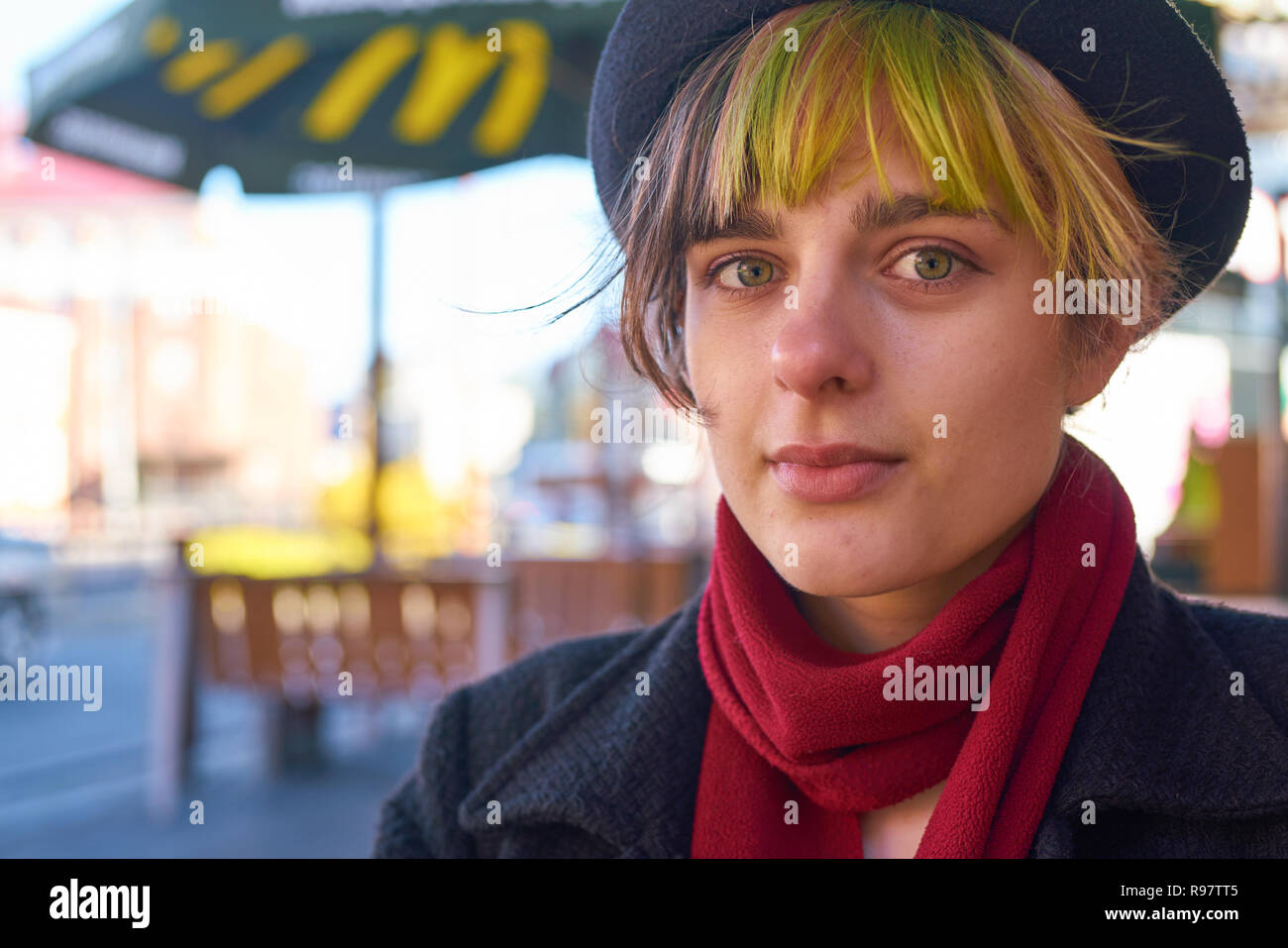 KALININGRAD, RUSSIA - CIRCA APRIL, 2018: outdoor portrat of caucasian ...