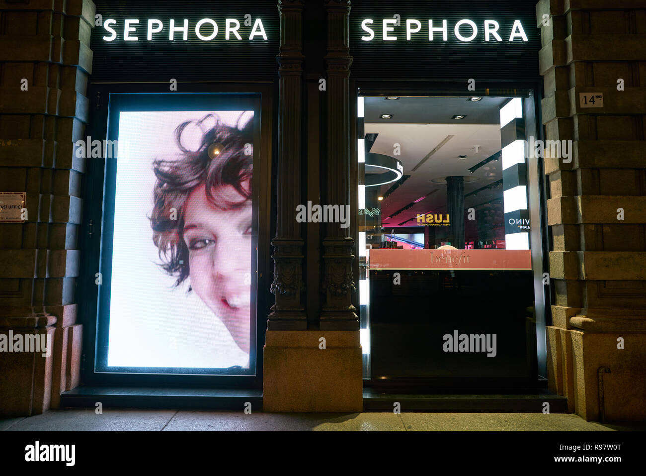 MILAN, ITALY - CIRCA NOVEMBER, 2017: Sephora store in Milan. Sephora is ...