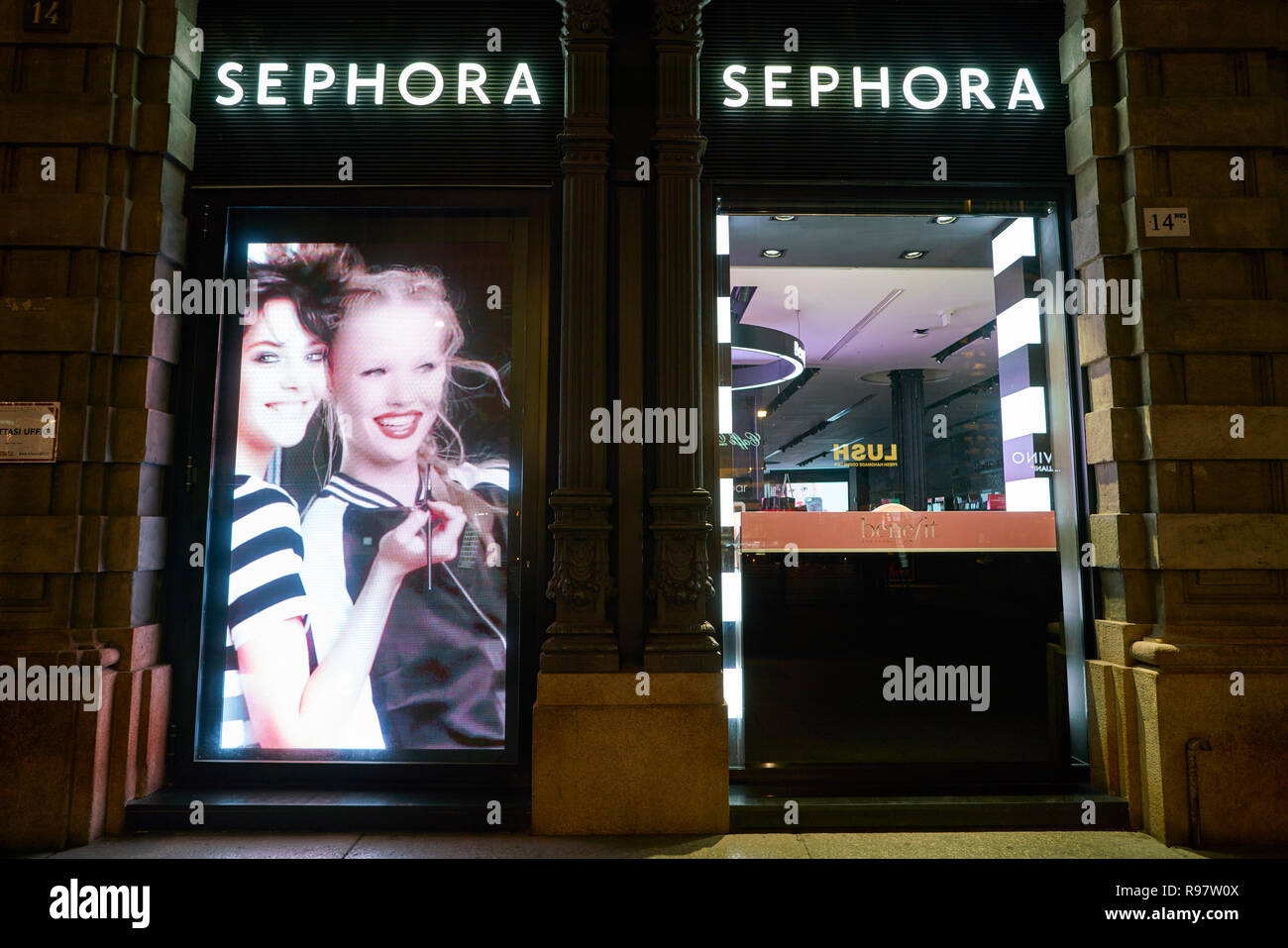 MILAN, ITALY - CIRCA NOVEMBER, 2017: Sephora store in Milan. Sephora is ...