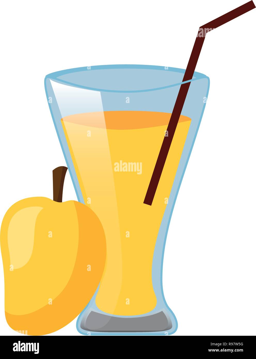 mango juice cup with straw vector illustration Stock Vector Image & Art ...