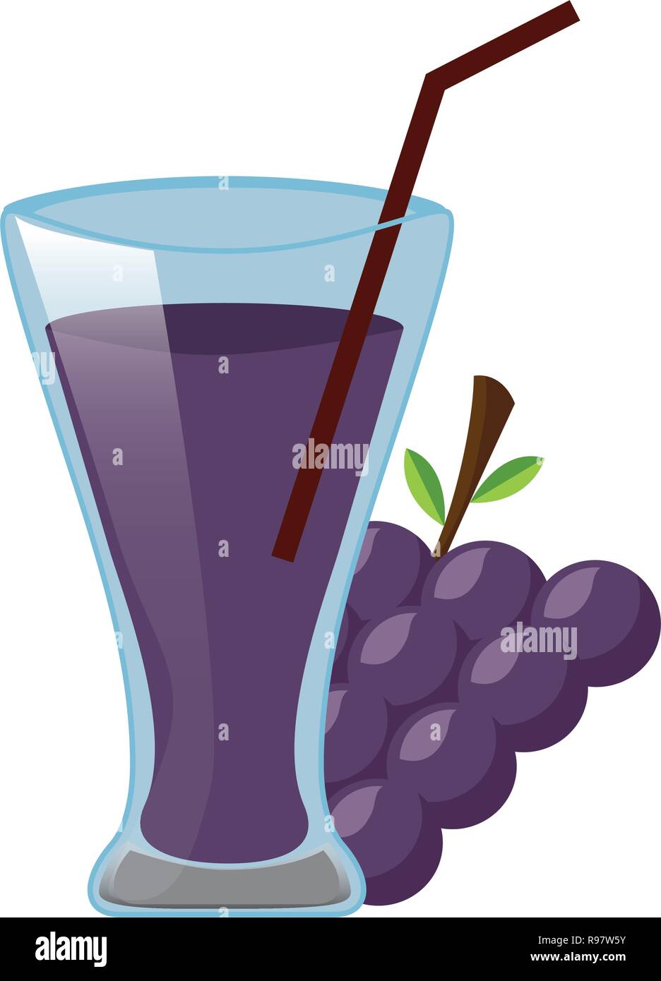 grapes juice cup with straw vector illustration Stock Vector Image ...