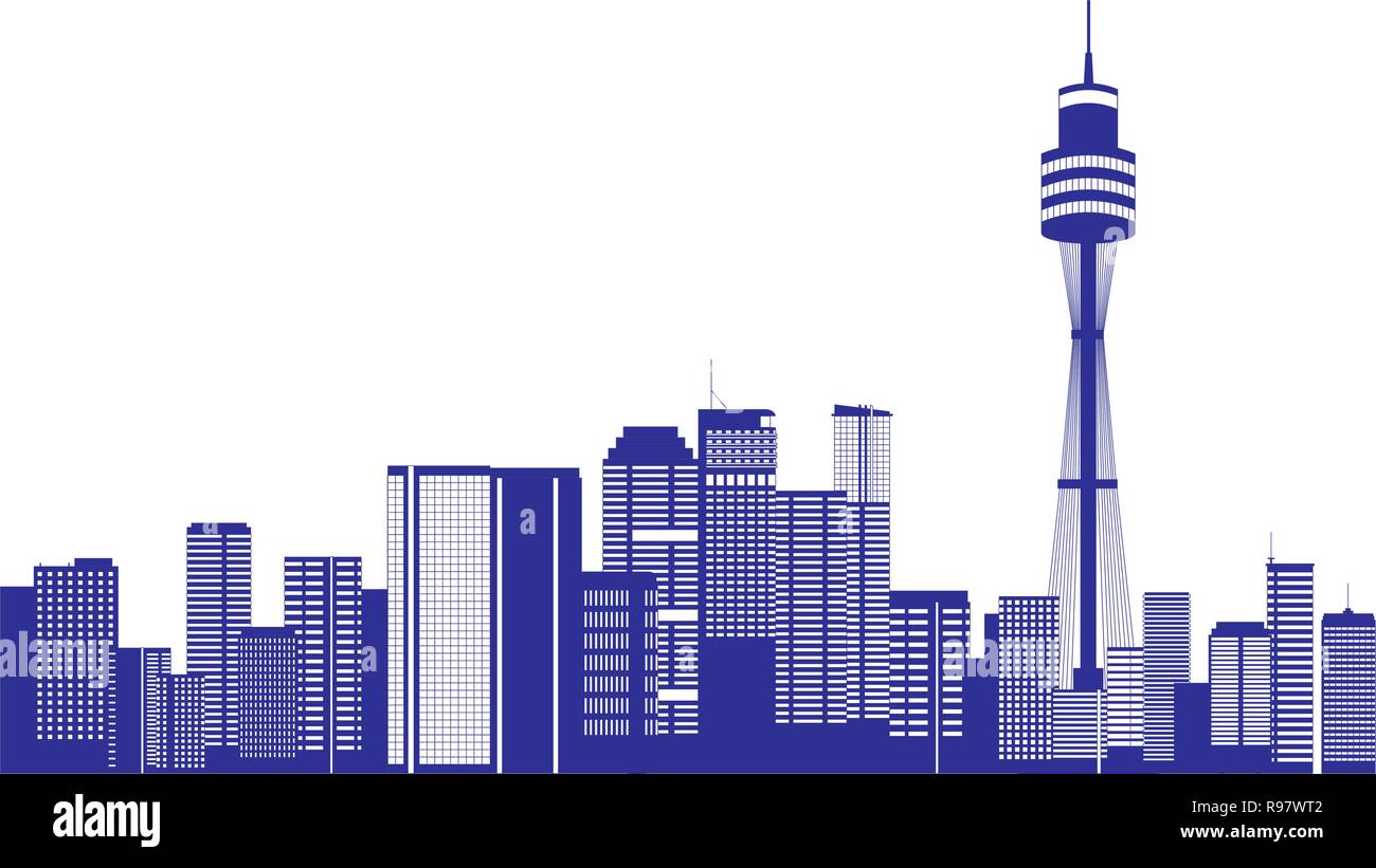 australia city buildings landmark panorama vector illustration Stock ...